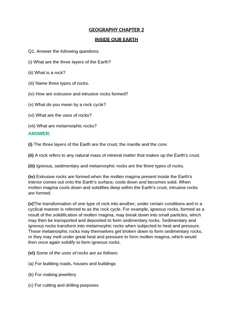 Chapter 2 Geo Inside The Earth | PDF | Rock (Geology) | Sedimentary Rock