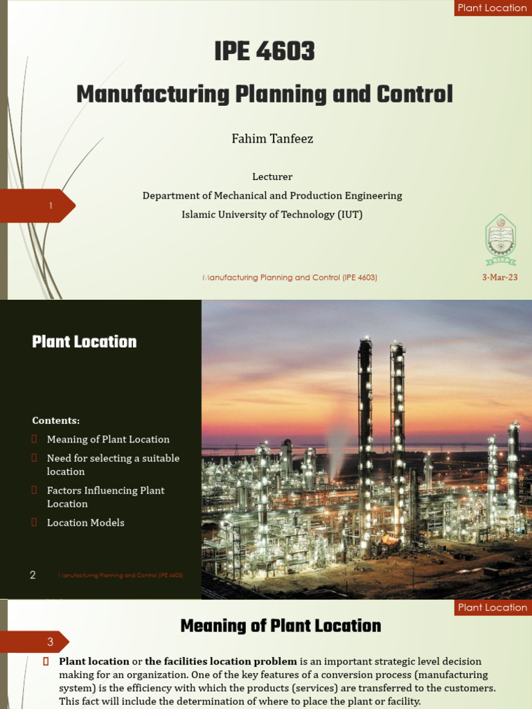 Plant Location | PDF | Distance | Weight