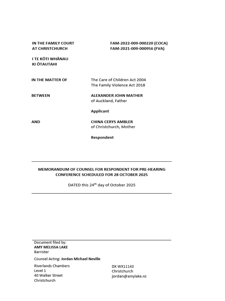 AMBLER-20251024-CD-Memorandum of Counsel For Respondent (PHC) | PDF ...