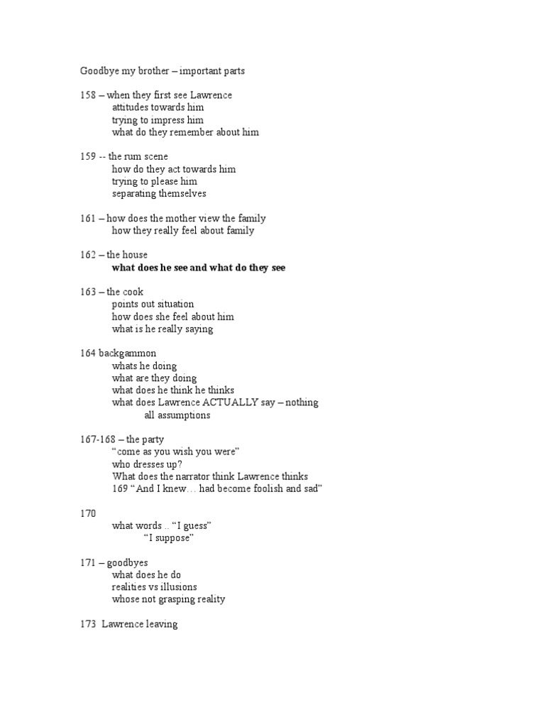 Analyzing "Goodbye My Brother" Themes | PDF