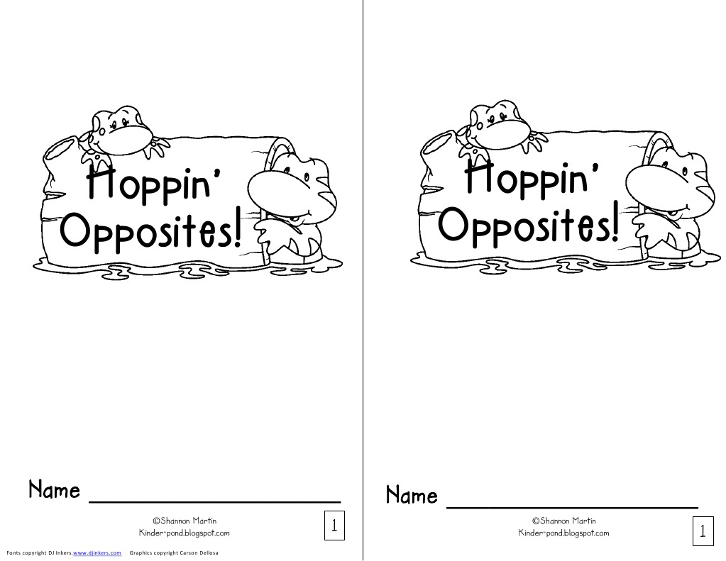 Hoppin' Opposites Emergent Reader | PDF