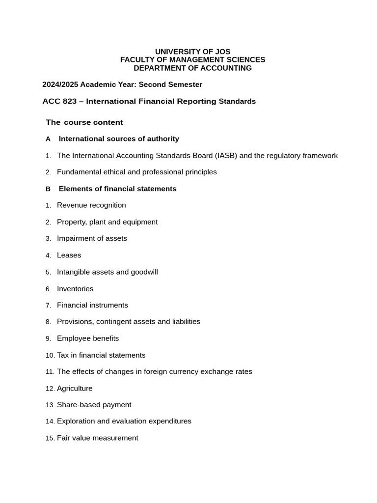 ACC 823 International Financial Reporting Standards | PDF ...