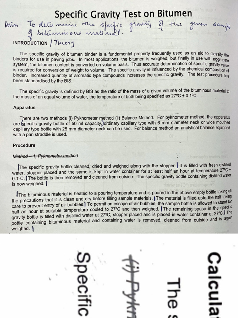 Specific Gravity of Bitumen | PDF | Quantity | Physical Quantities