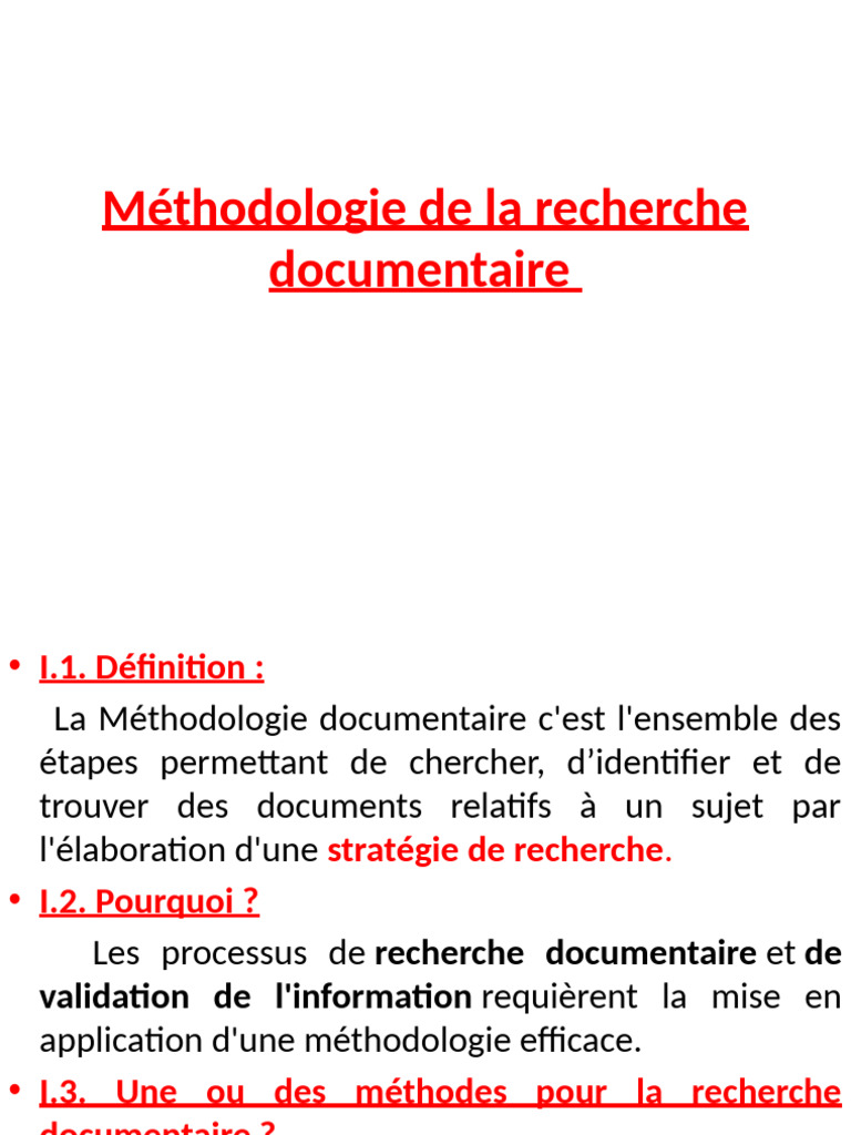 Chapitre 1 - Méthodologie de La Recherche Documentaire-Chapitre 1 ...