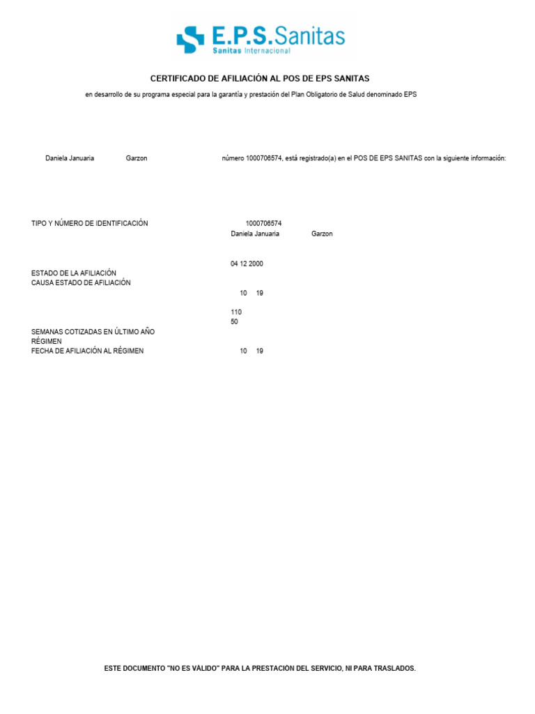 Cert EPS Daniela Villabona | PDF