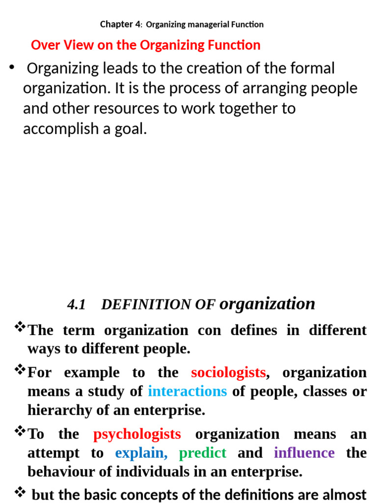 Management PPT Organizing | PDF | System | Goal
