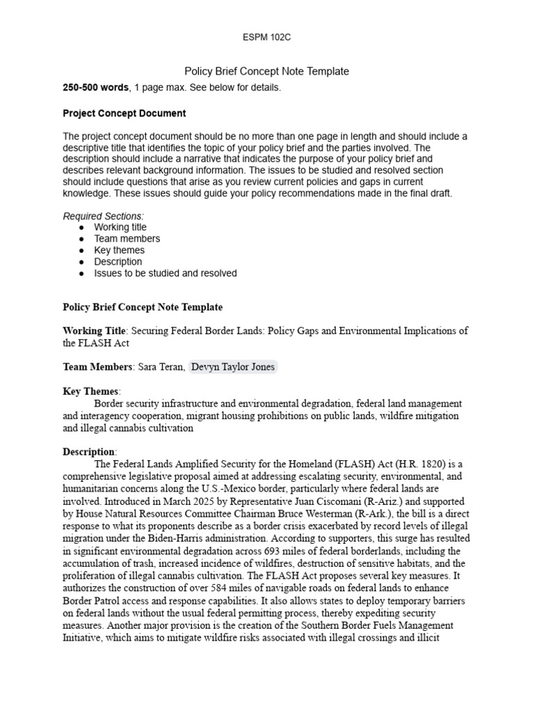Policy Brief Concept Note Template | PDF | National Environmental ...