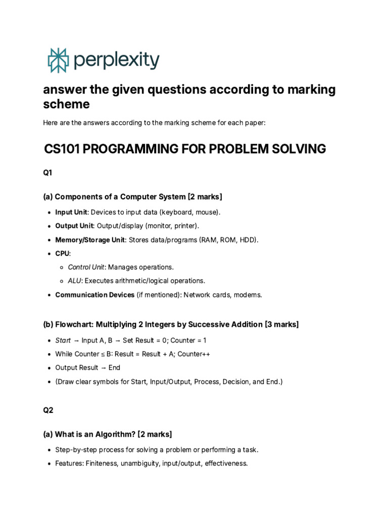 Answer The Given Questions According To Marking SC | PDF | Computer ...