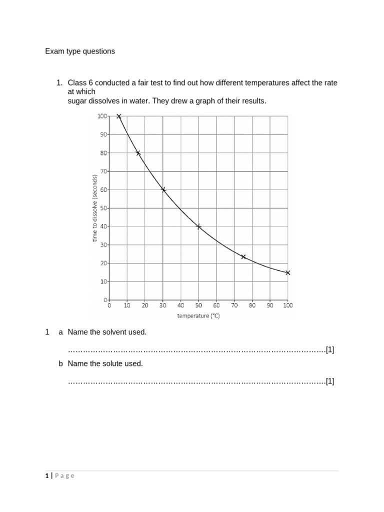 Dissolving Worksheet | PDF | Water | Temperature
