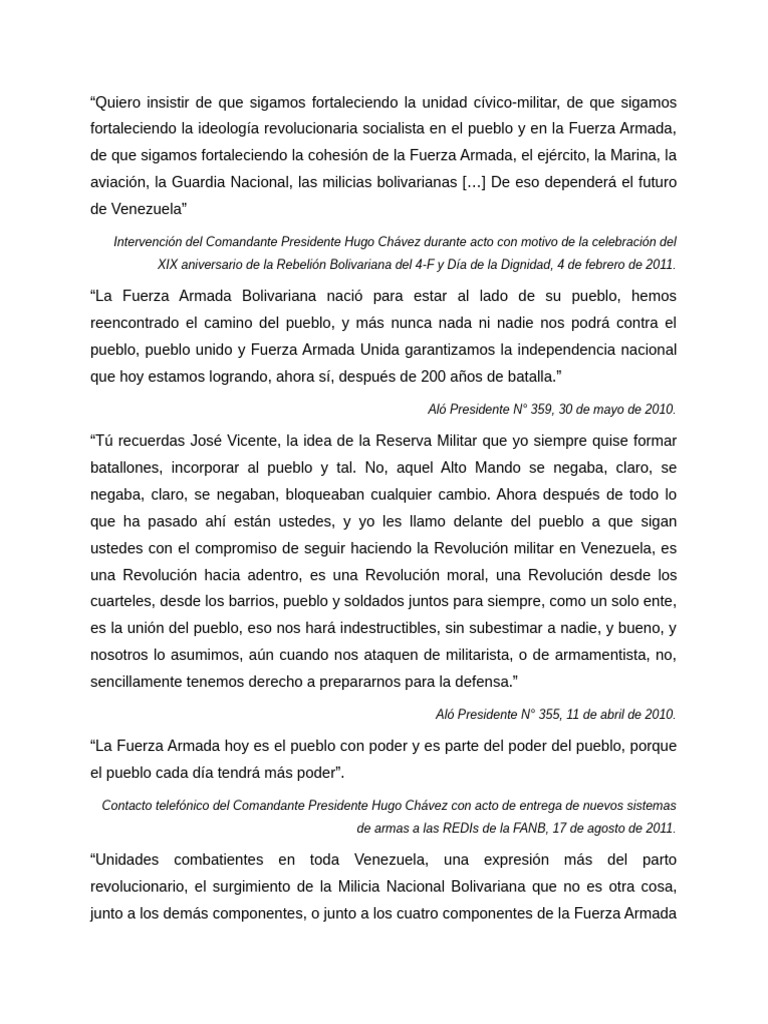 Pensamientos sobre El pueblo en Armas Hugo Chávez | PDF | Hugo Chavez ...