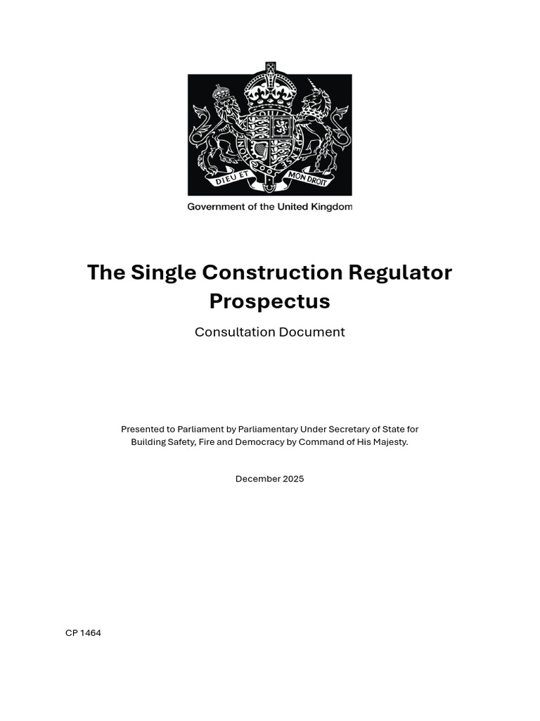 Single Construction Regulator Prospectus - Consultation Document | PDF ...