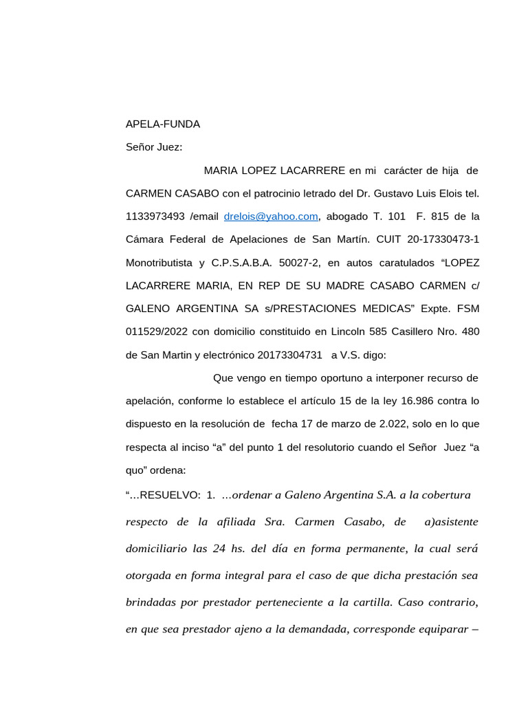 APELACION CAUTELAR LACARRE10 | PDF | Ley Pública | Separación de poderes