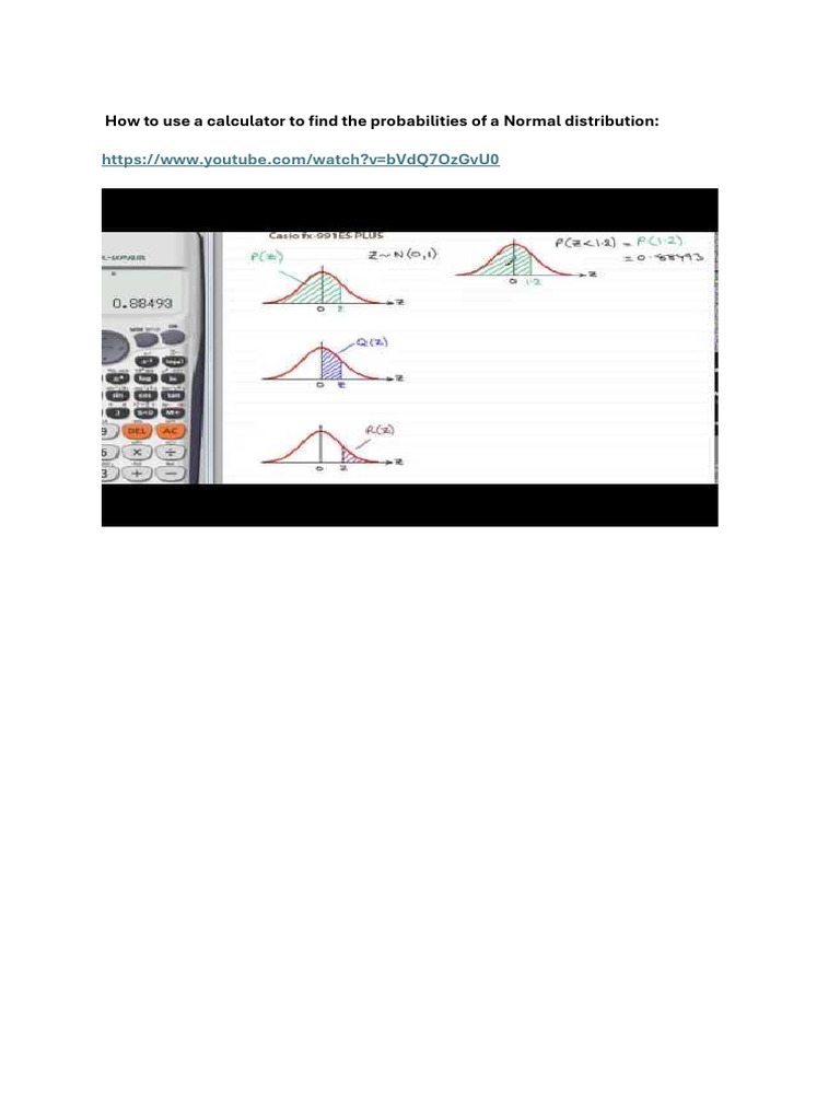 How To Use A Calculator To Find The Probabilities of A Norma | PDF