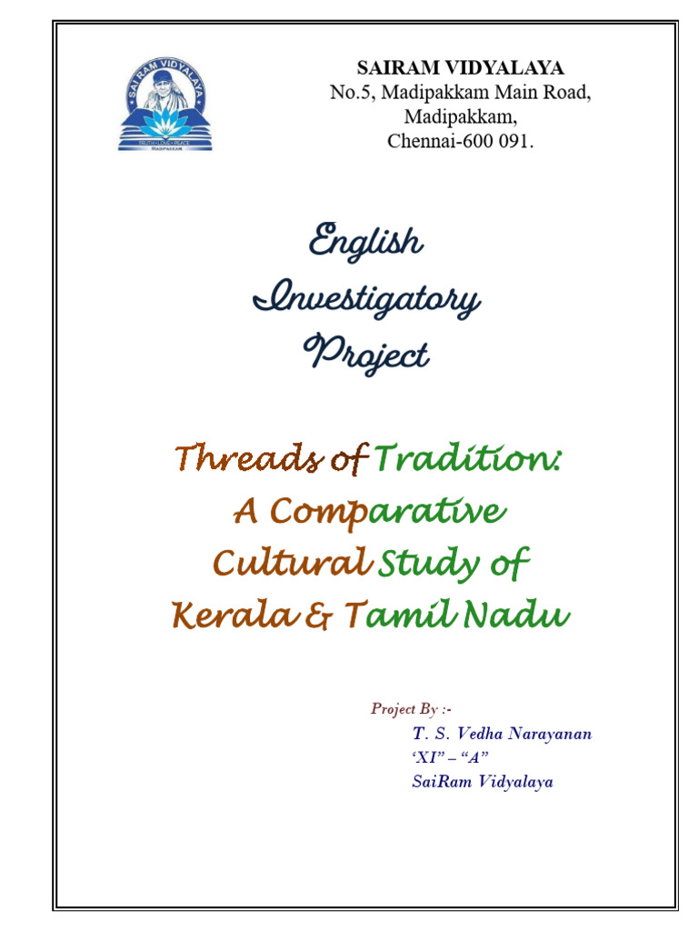 English Class 11 Investigatory Project | PDF | Kerala | South India