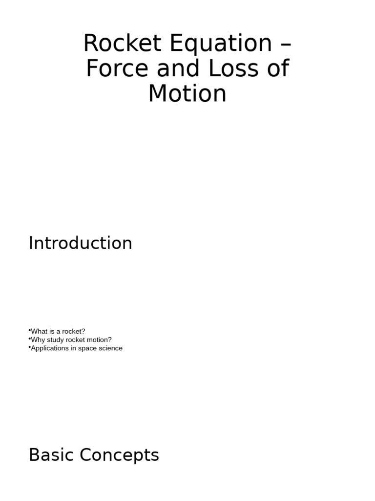 Rocket Equation - Force and Loss of Motion | PDF