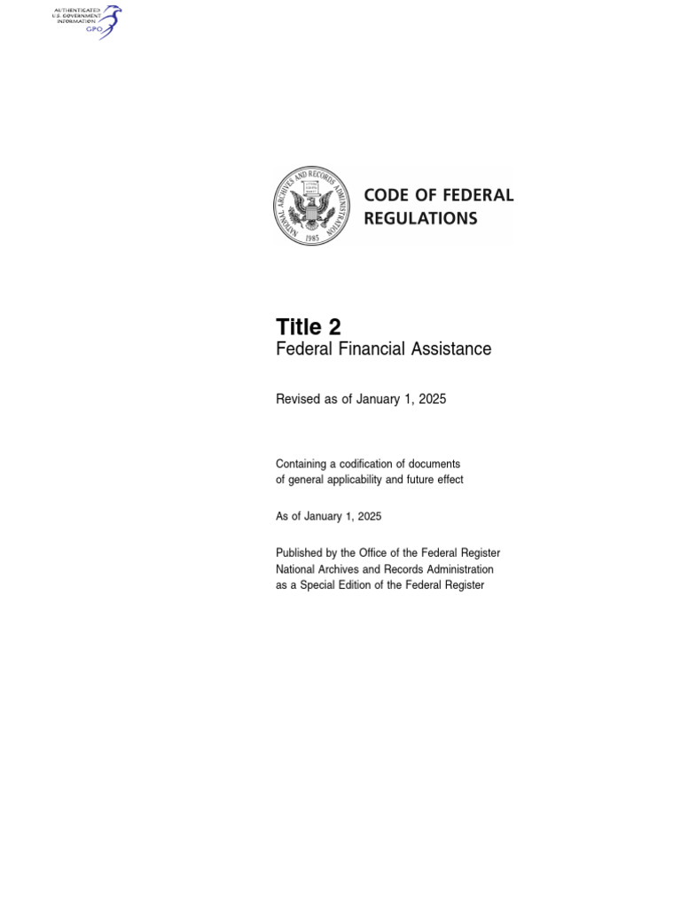 CFR 2025 Title2 Vol1 | PDF | United States Code | Code Of Federal ...