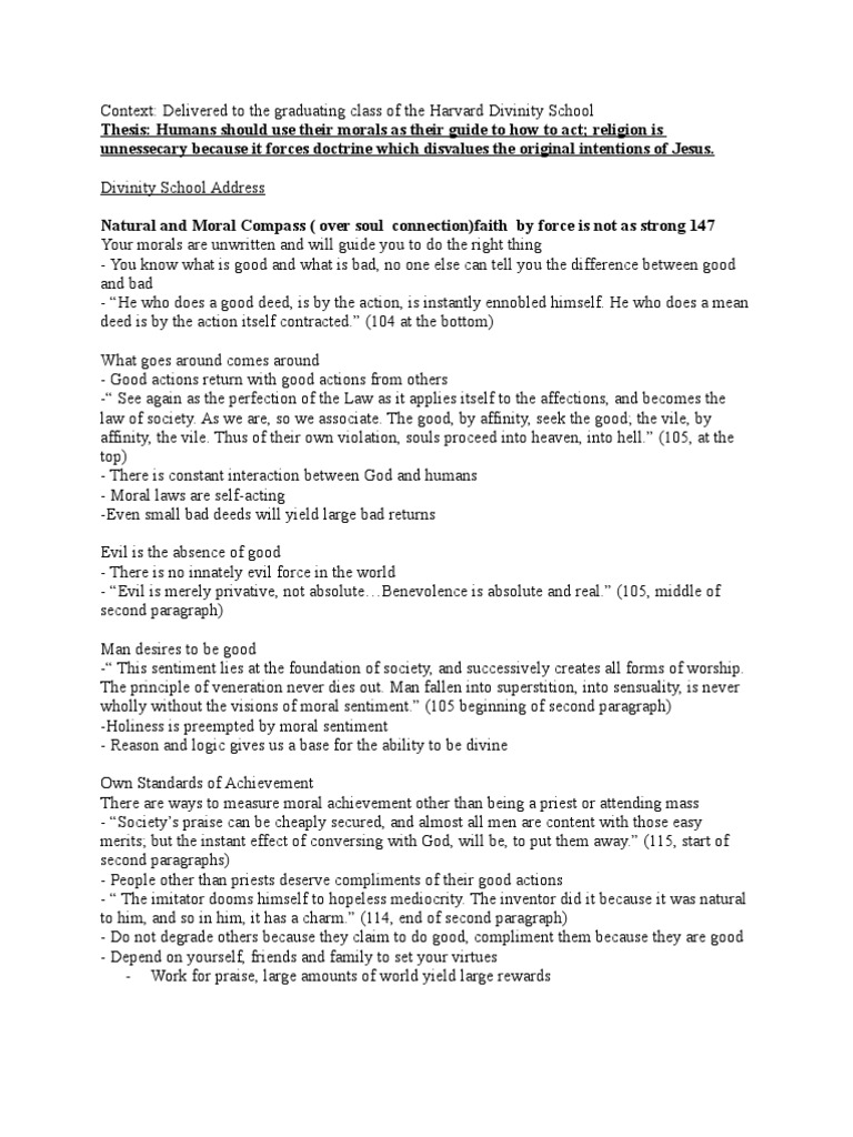 Divinity School Address Outline | PDF | Sermon | Jesus