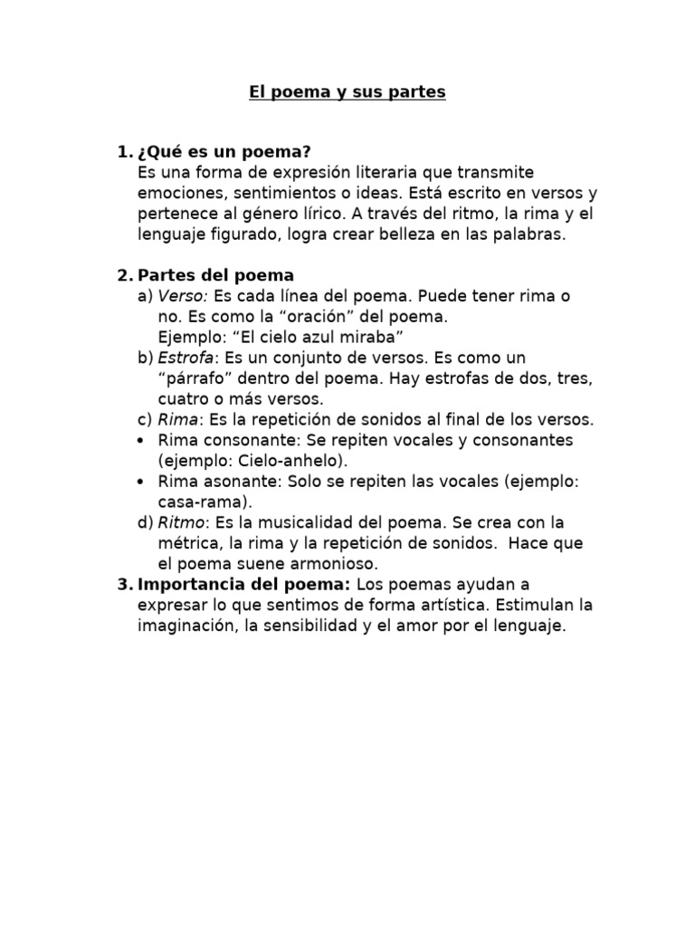 El Poema y Sus Partes | PDF
