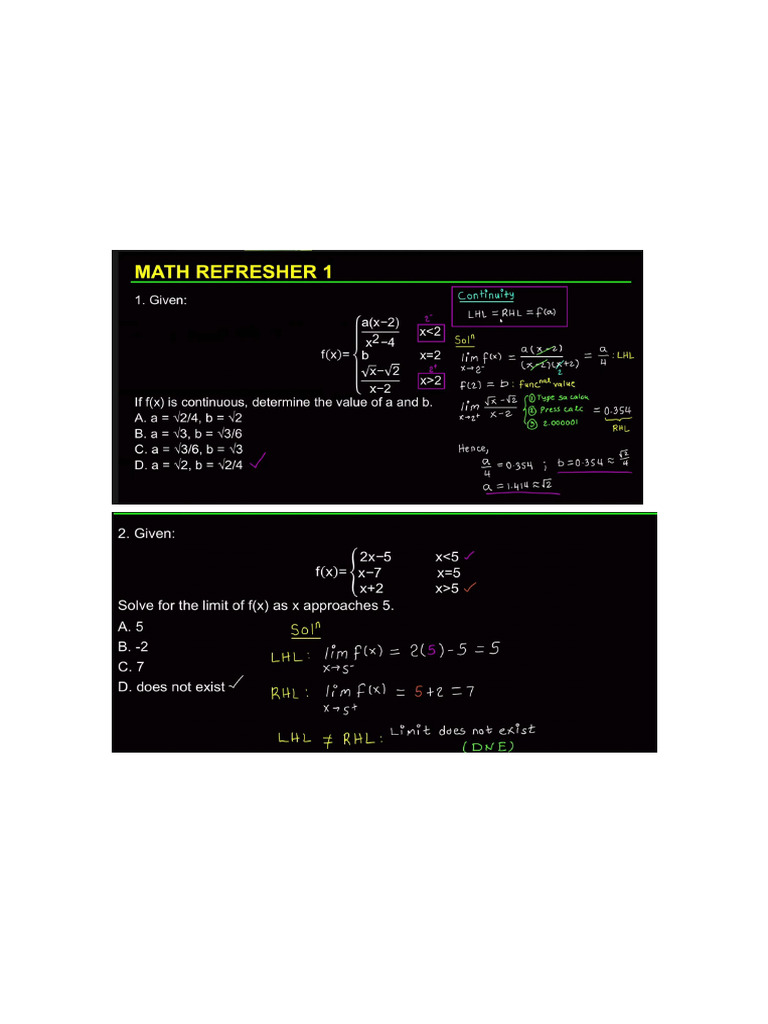 Math Refresher 1 | PDF