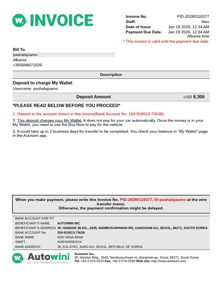 Deposit Invoice 202601 31678 | PDF