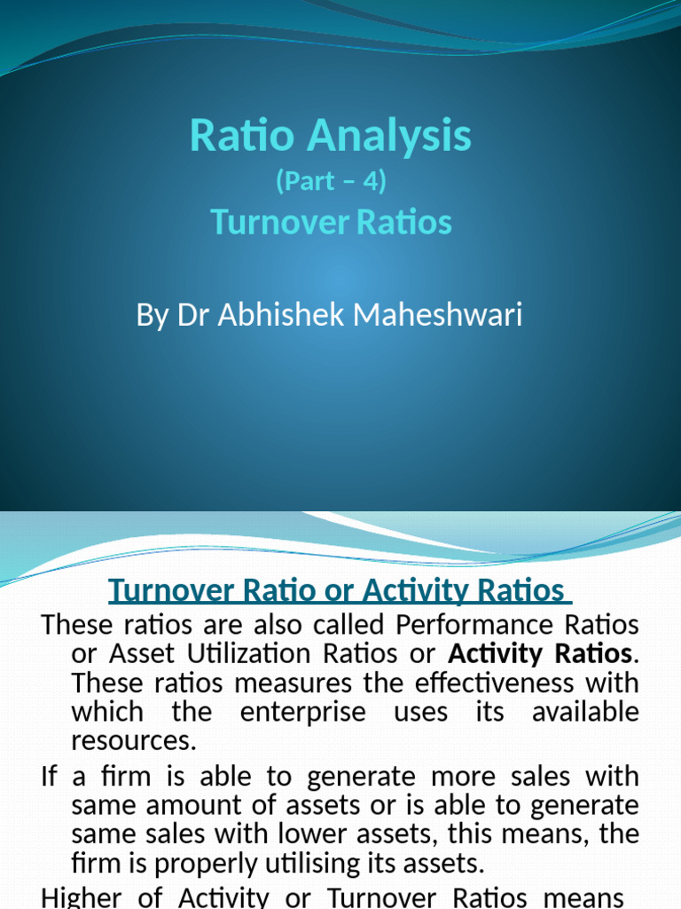 Unit-3 Ratio - Turnover Ratios | PDF | Revenue | Inventory