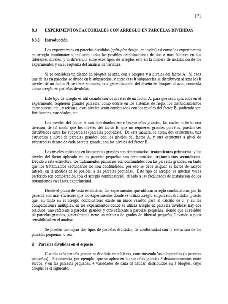 Parcelas Divididas | PDF | Experimentar | Diseño de experimentos