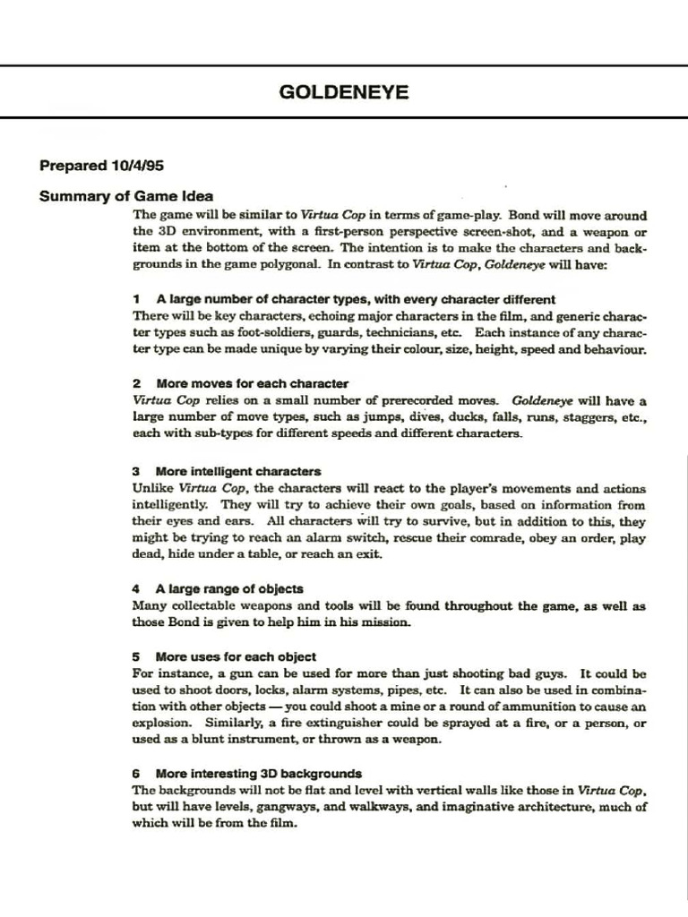 Goldeneye 007 Design Document | PDF