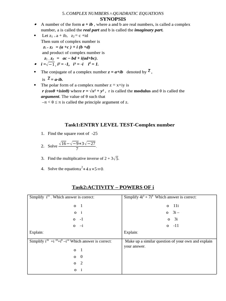 Plex Numbers Updated Index Notebook Work | PDF | Complex Number ...