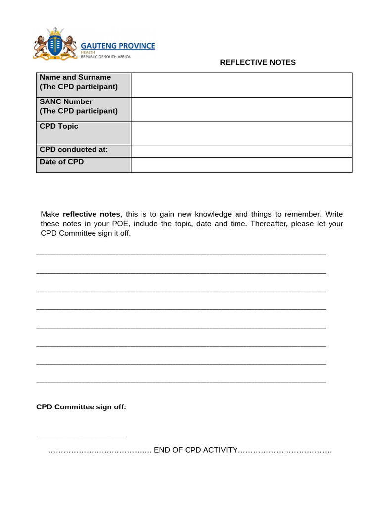 Reflective Notes Template | PDF