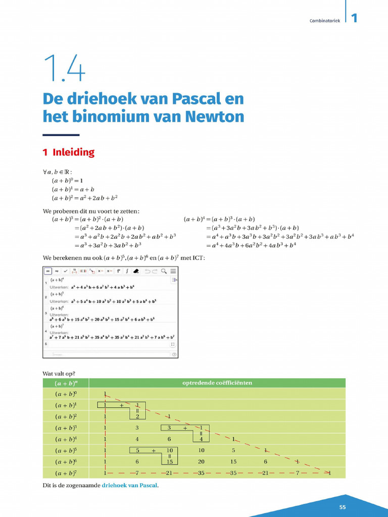 Combinatoriek 1.4 - Driehoek Van Pascal en Binomium Van Newton (Theorie ...
