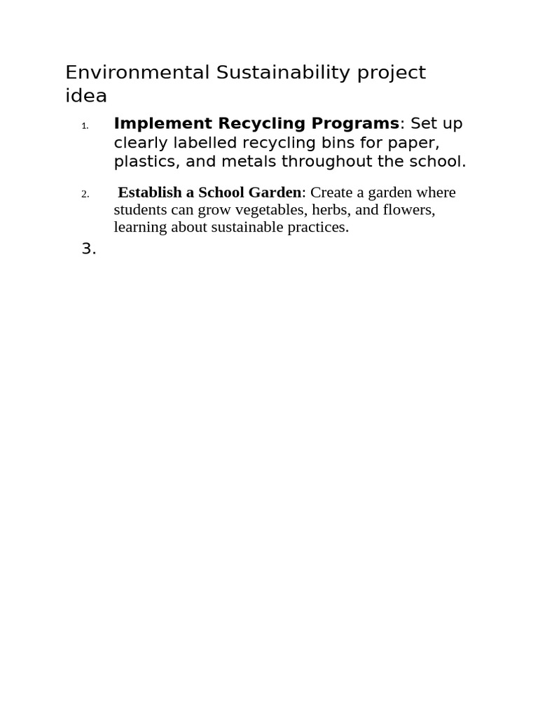 Environmental Sustainability Project Idea | PDF