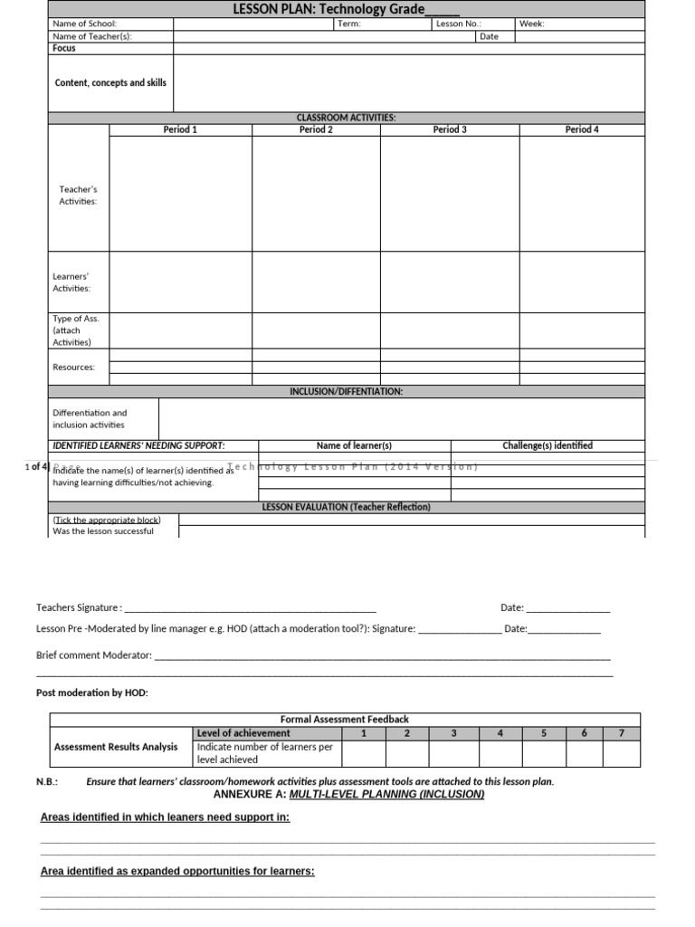 Technology Lesson Plan Blank | PDF | Lesson Plan | Teachers