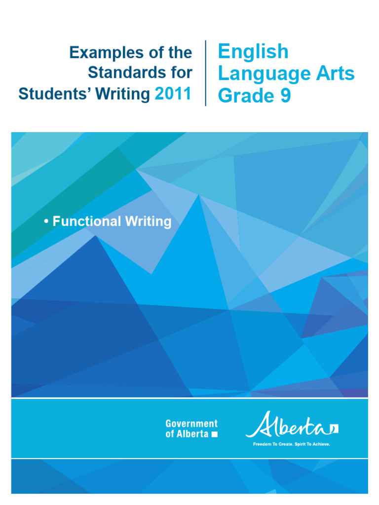 English Language Arts Grade 9: Examples of The Standards For Students ...