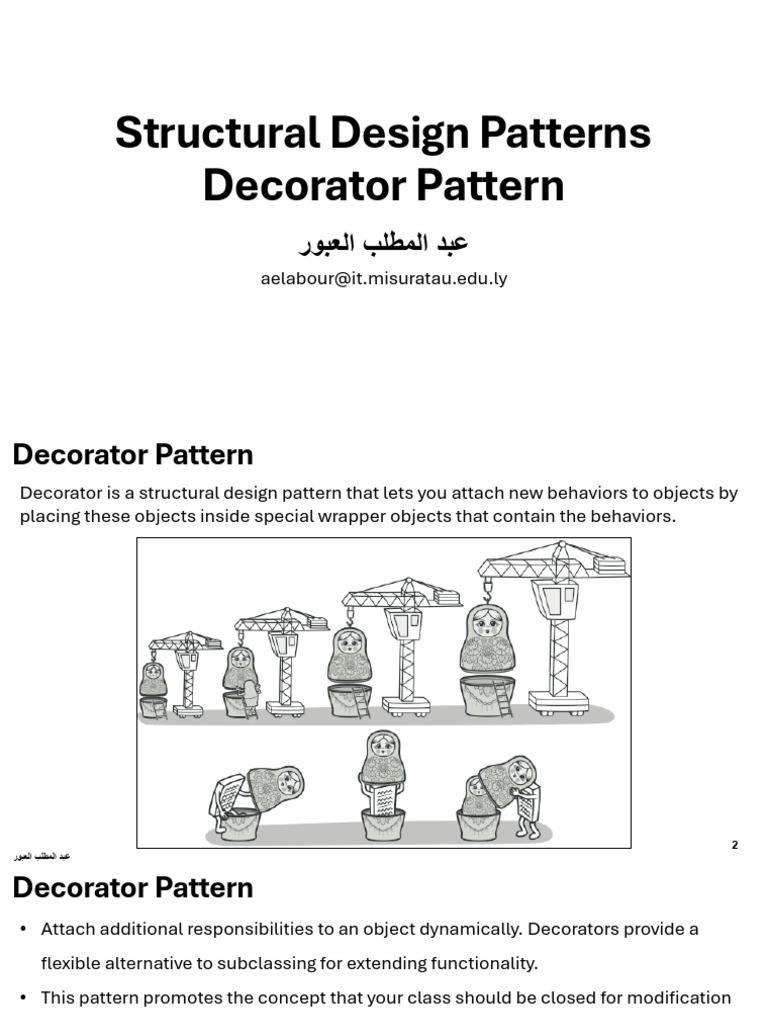Lecture 4 - Structural Design Patterns - Decorator Pattern | PDF ...