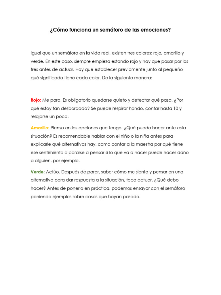 Cómo Funciona Un Semáforo de Las Emociones | PDF