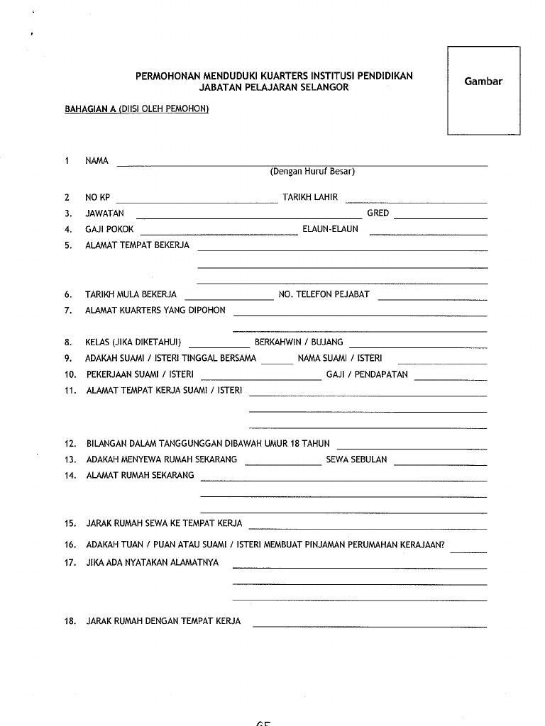 Permohonan Menduduki Kuarters | PDF