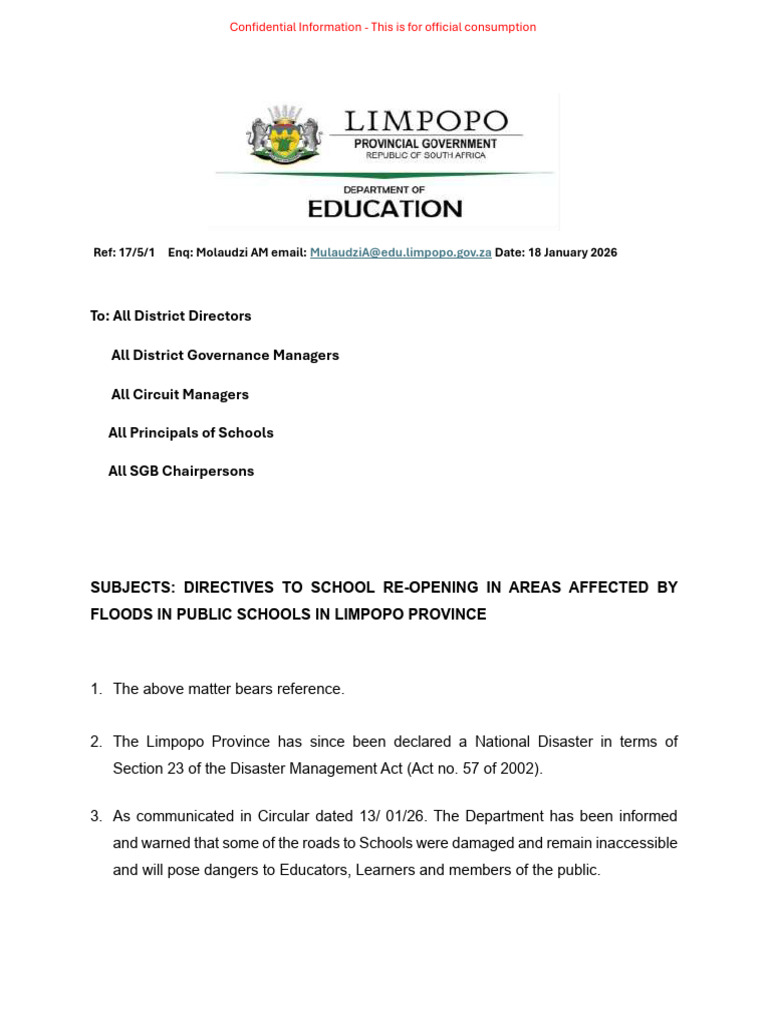 Circular On Reopening of Schools 19 January 2026-1 | PDF