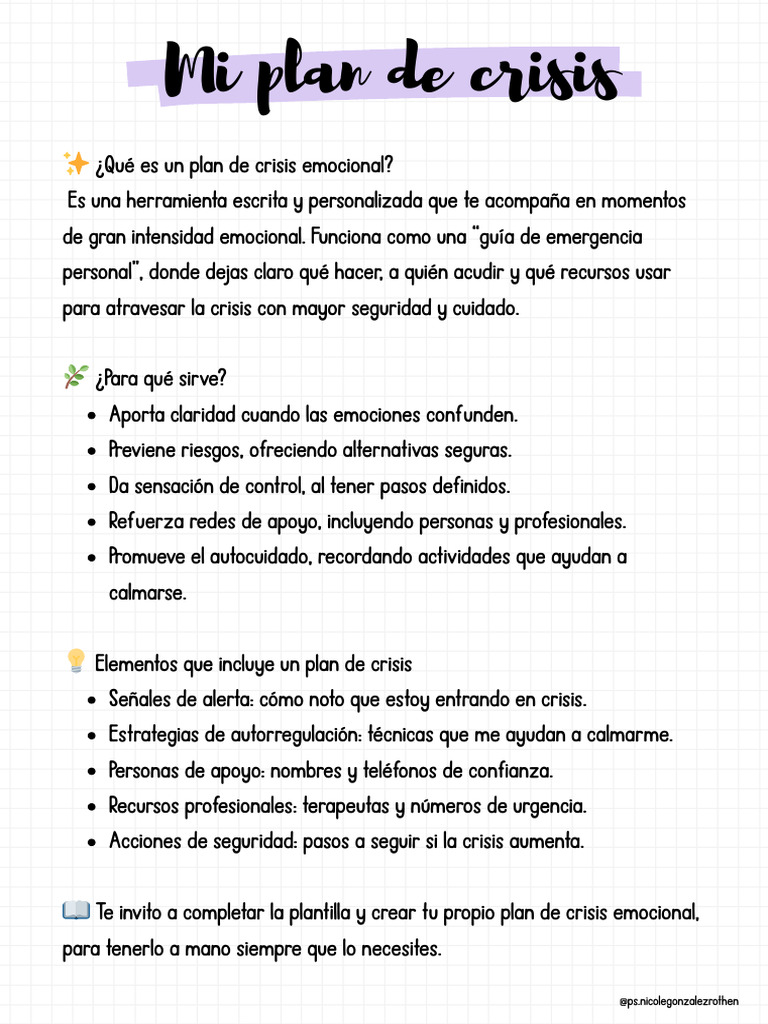 Mi Plan de Crisis | PDF | Las emociones | Autorregulación emocional