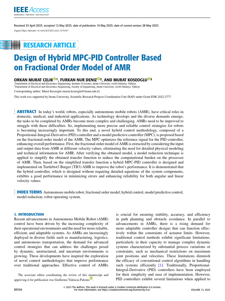 Design of Hybrid MPC-PID Controller Based On Fractional Order Model of ...