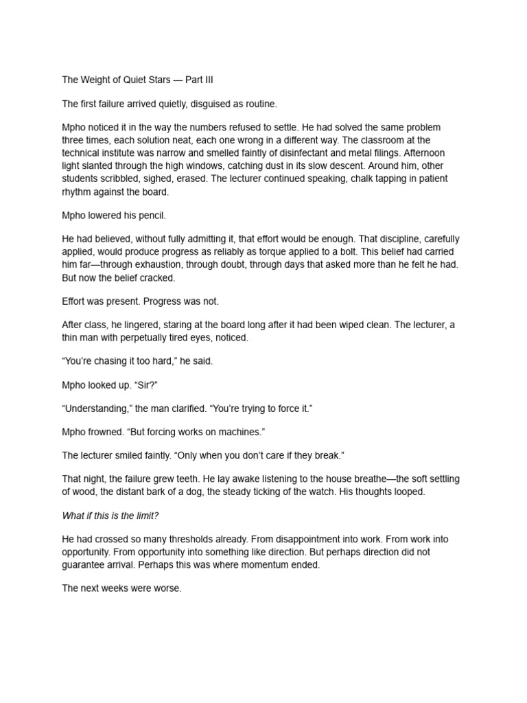 The Weight of Quiet Stars — Part III | PDF