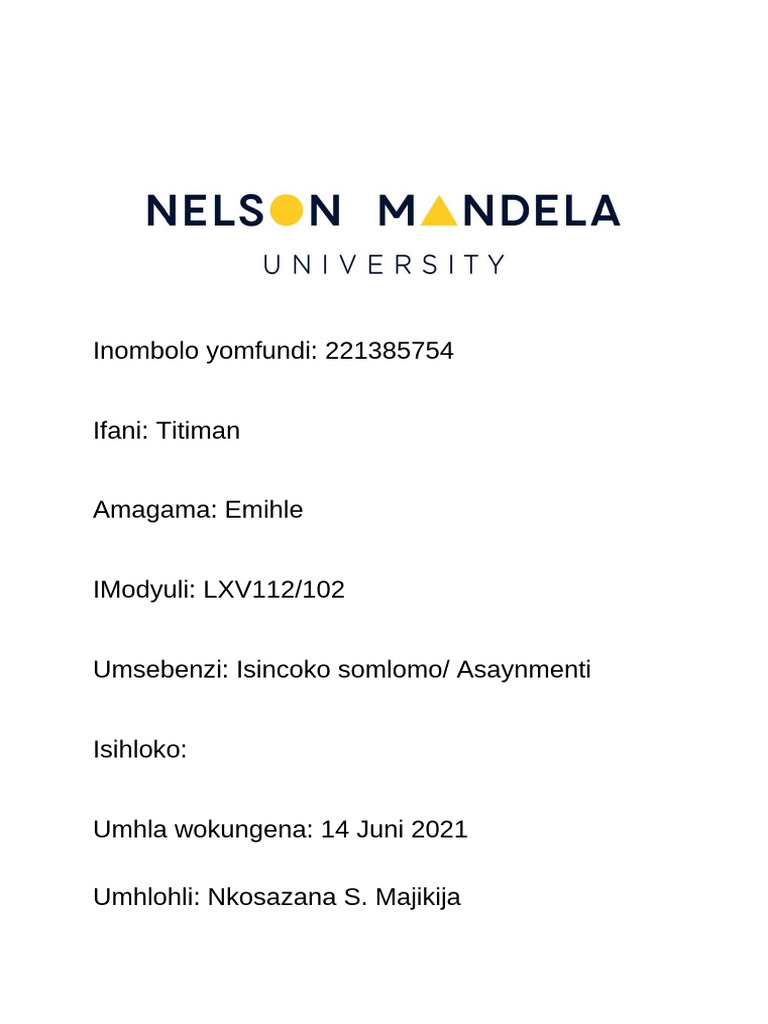Umsebenzi Wesixhosa | PDF