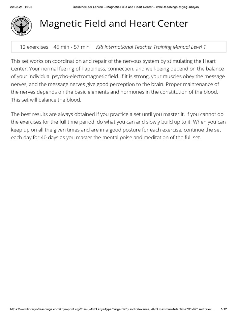 Magnetic Field and Heart Center - Chant – 12 Ex | PDF | Breathing | Prana