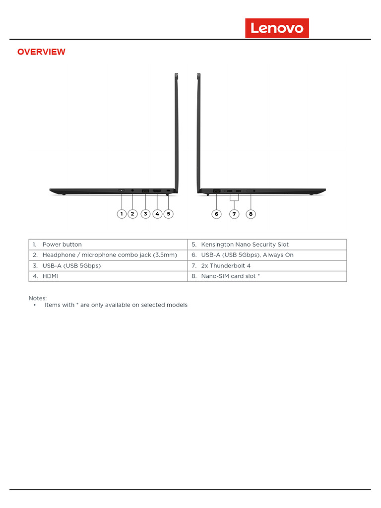 ThinkPad X1 Carbon Gen 13 Spec | PDF | Wi Fi | Usb