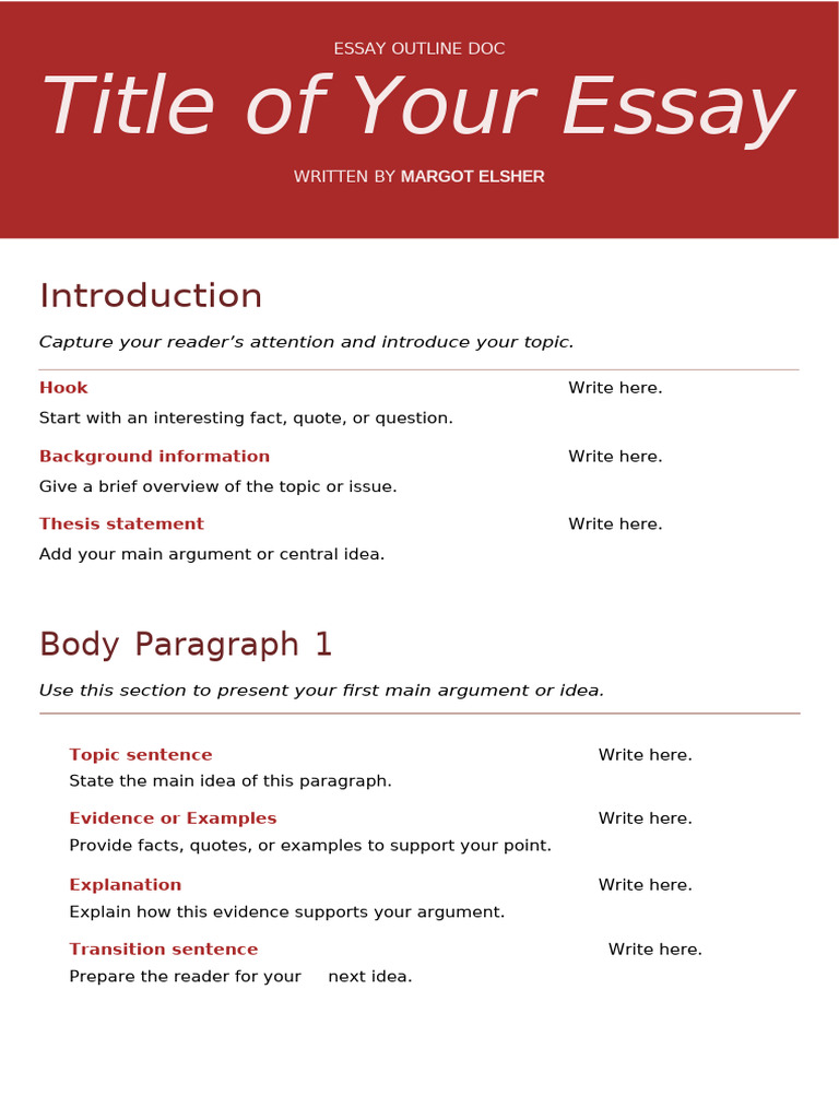 Essay Outline | PDF | Essays