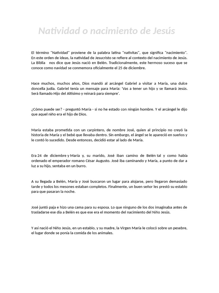 Natividad o Nacimiento de Jesús | PDF