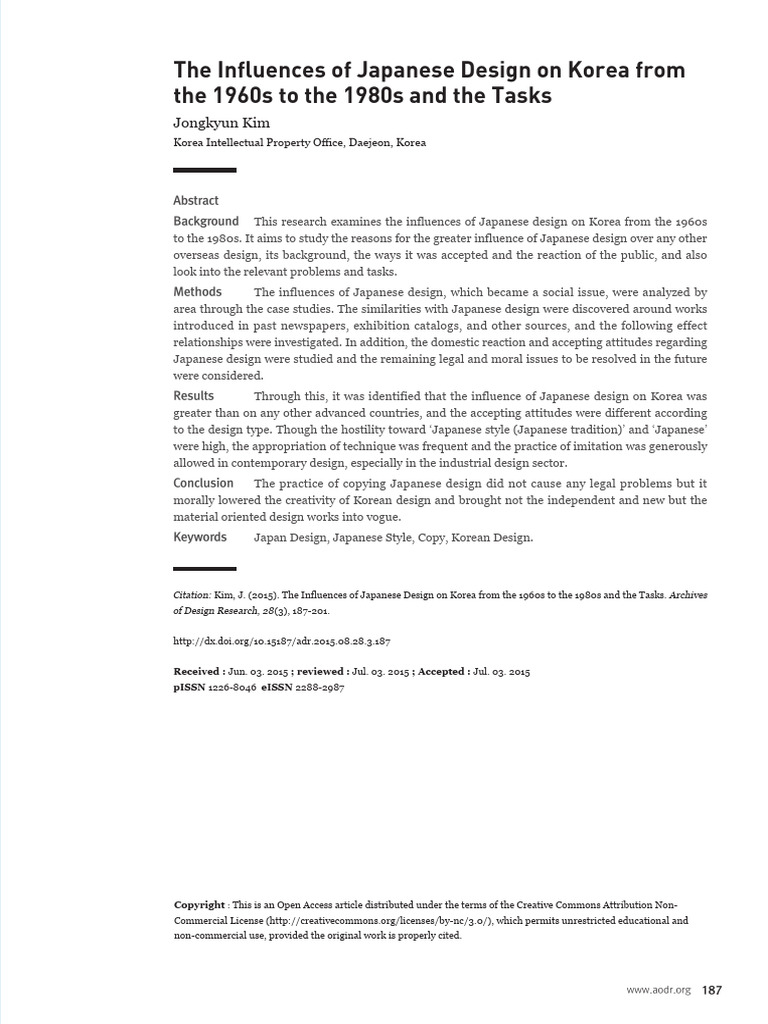 JONGKYUN KIM_2015_influence of Japanese Design on Korea 1960 1980 | PDF