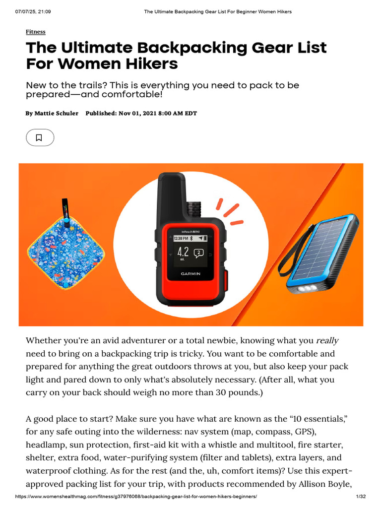 The Ultimate Backpacking Gear List For Beginner Women Hikers | PDF ...