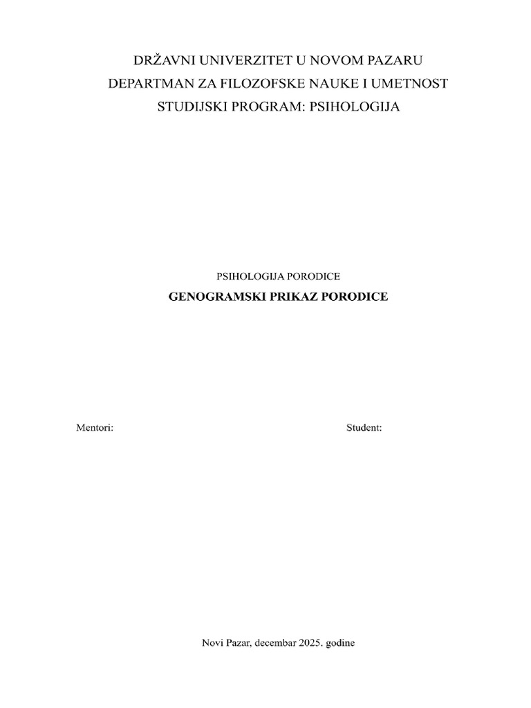 Psihologija Porodice - Genogramski Prikaz Porodice | PDF