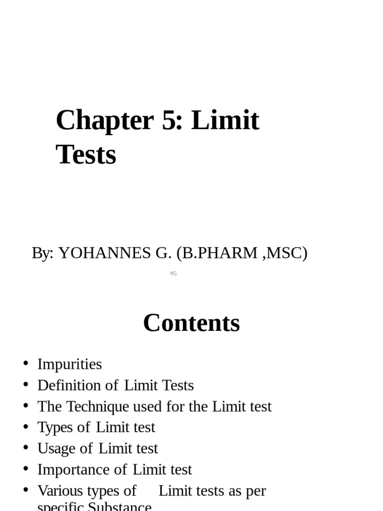 Chapter 5 Limit Tests | PDF | Solvent | Sulfide