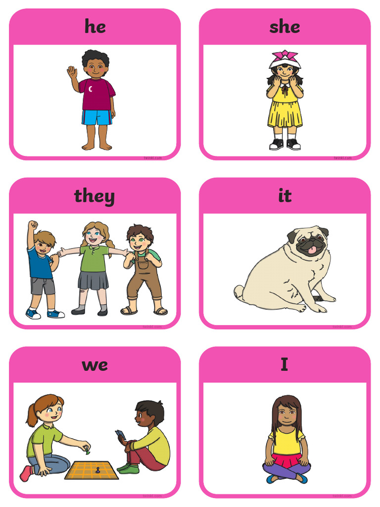 T S 754 Personal Pronoun Picture Support Cards Ver 2 | PDF